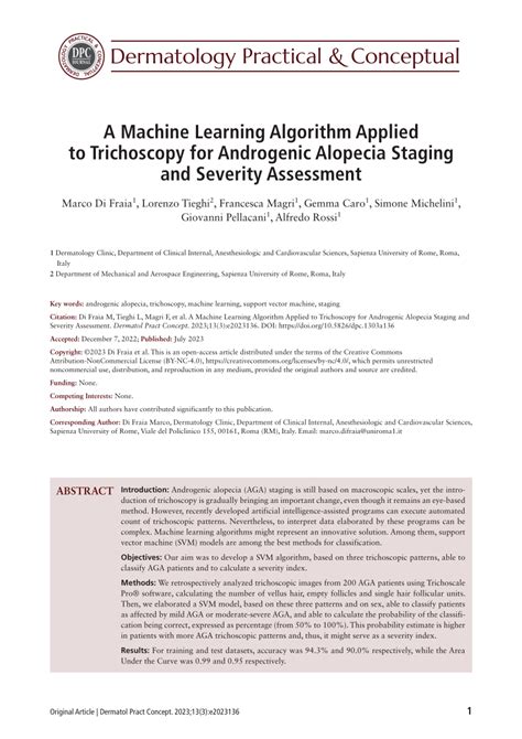 Pdf A Machine Learning Algorithm Applied To Trichoscopy For