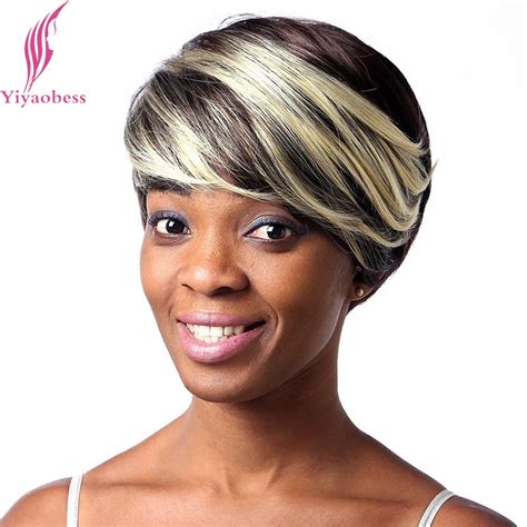 Yiyaobess 25cm Straight African American Short Wigs For Black Women