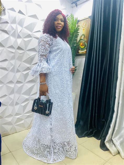 Luxury African Elegant White Boubou Kaftan Dress Owanbe Party Bubu