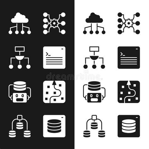 Set Web Developer Programming Code Algorithm Network Cloud Connection