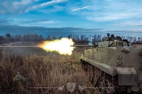 Captured Russian Bmp 3 Ifv Infantry Fighting Vehicle Firing Its 100 Mm 2a70 Cannon During