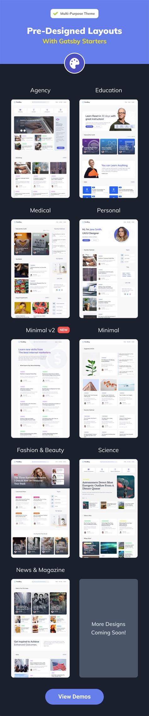 Flexiblog React Gatsby Multipurpose Blog Template Gatsby Js Blog Codemarket