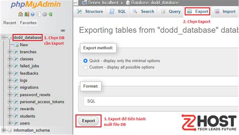 hướng dẫn tạo database và import export database trên hosting