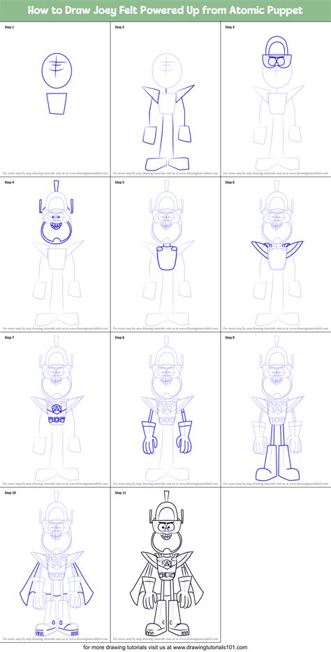 How To Draw Joey Felt Powered Up From Atomic Puppet Atomic Puppet Step By Step