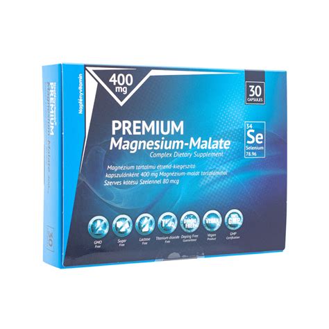 Prémium Magnézium-malát 400 mg szerves kötésű szelénnel 80 m