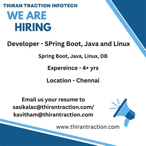 thiran traction infotech on linkedin developer java springboot linux thiranjobs