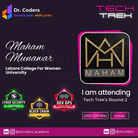 maham munawar on linkedin i m thrilled to be attending tech trek round 2 with dr coders we ll be…