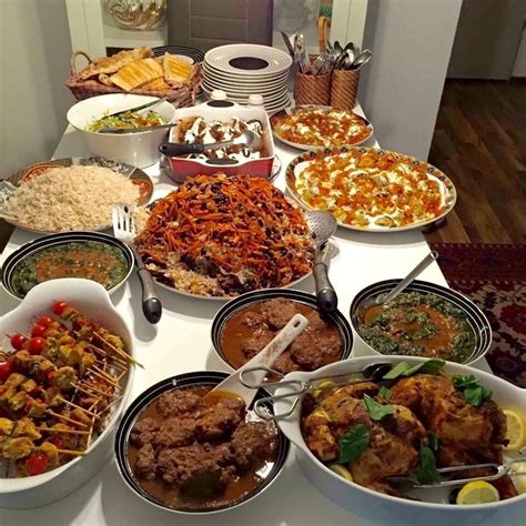 Delicious Afghan Food Recipes Assorted Dishes On A Buffet Table
