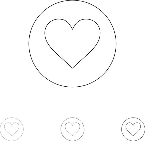 Love Heart Favorite Crack Bold And Thin Black Line Icon Set 19118547