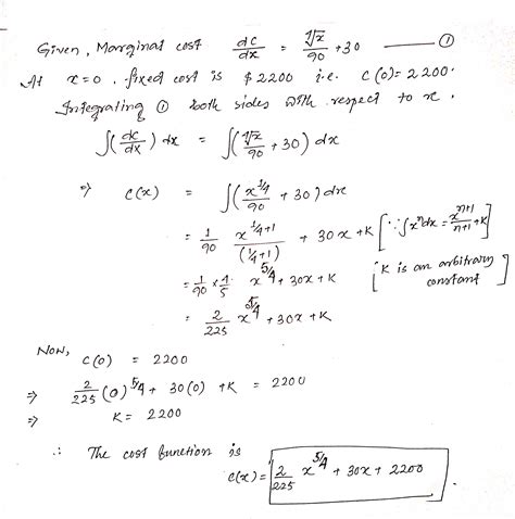 [solved] Find The Cost Function For The Marginal Cost And Fixed Cost Marginal Cost Fixed Cost