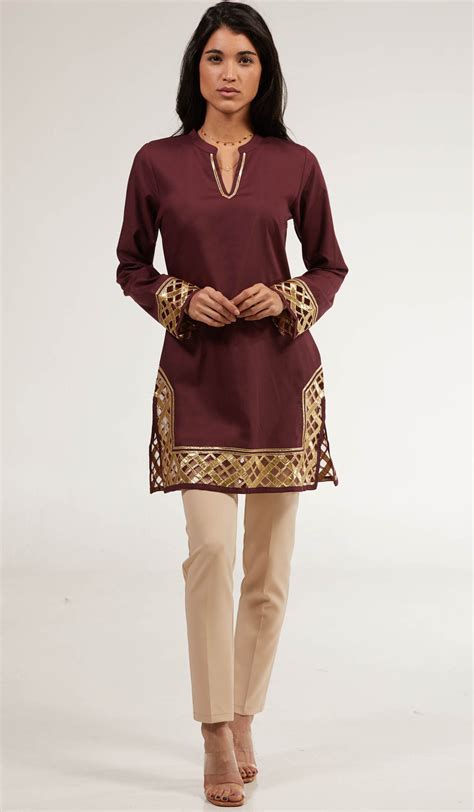Print And Embroidered Long Modest Islamic Tunic Tops