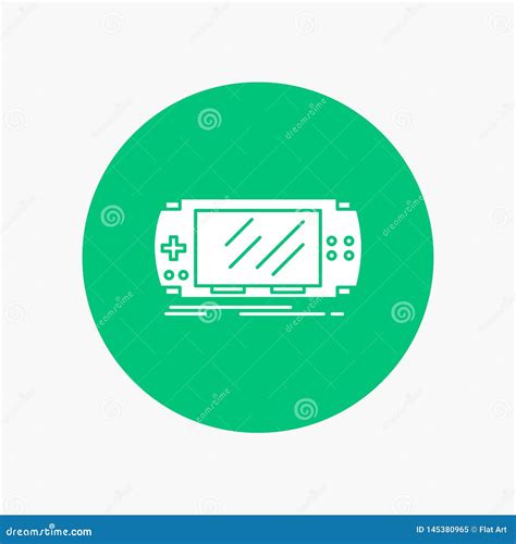 Console Device Game Gaming Psp White Glyph Icon In Circle Vector Button Illustration Stock