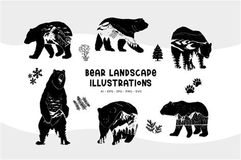 Bear Landscape Illustrations