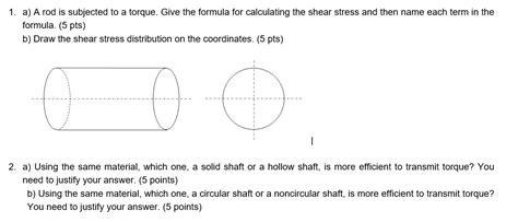 Solved 1 A A Rod Is Subjected To A Torque Give The Chegg Com