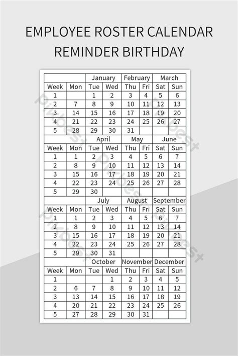 Never Forget Birthdays With Employee Roster Calendar Reminders Excel