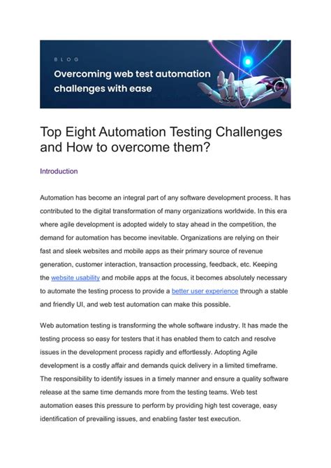 Top Eight Automation Testing Challenges And How To Overcome Them Pdf