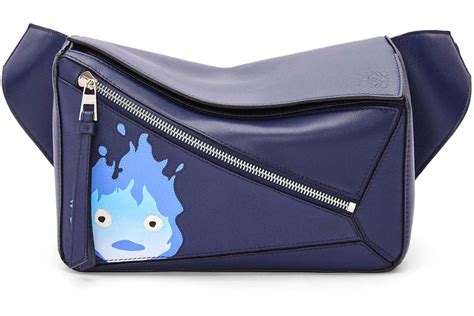 Loewe X Howls Calcifer Small Puzzle Bumbag In Classic Calfskin Marine In Calfskin Leather With