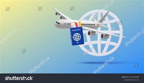 3d Airplane Illustration Passport Boarding Pass Stock Vector Royalty