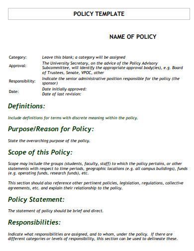 Policy Scope Statement Examples To Download