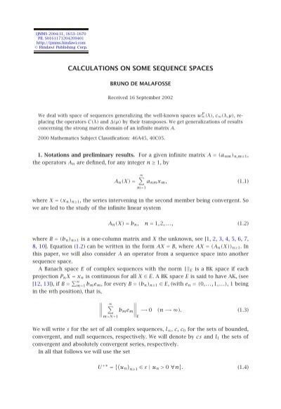 Calculations On Some Sequence Spaces European Mathematical