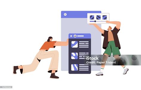 Ux Ui 디자인 개념 응용 프로그램 인터페이스 레이아웃을 만들고 빌드하는 사람들 모바일 앱 디자이너는 추상적인 디지털 콘텐츠로 작업합니다 흰색 배경에 격리된 평면 그래픽