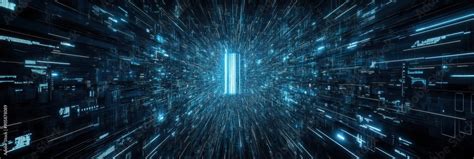 Futuristic Digital Matrix With Glowing Binary Code And High Speed Data