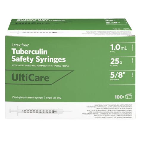 Ulticare Tuberculin Safety Syringes Safety Syringe Fixed Needle