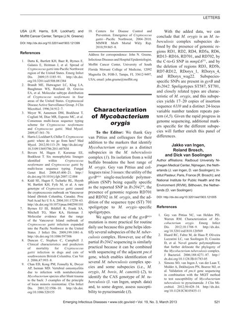 Pdf Characterization Of Mycobacterium Orygis