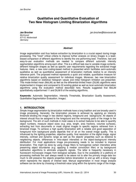 Pdf Qualitative And Quantitative Evaluation Of Two New Histogram Limiting Binarization