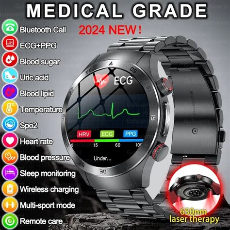 Мъжки смарт часовник Smart E800 кръвна захар кръвно налягане пикочна киселина температура