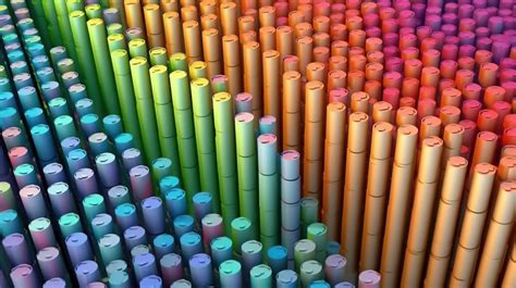Vibrant Arbitrary Elevation Of Pillars In A 3d Grid Illustration