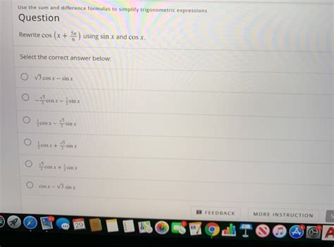 Solved Use The Sum And Difference Formulas To Simplify Chegg