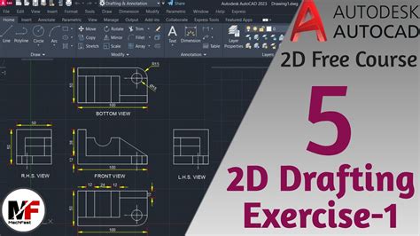 Autocad 2023 Lec 5 2d Drafting Exercise 1 2d Drawings With Dimension And Annotation Youtube