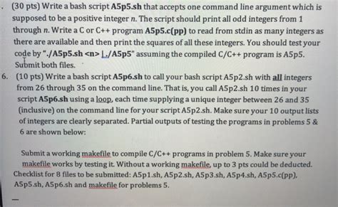 Solved 30 Pts Write A Bash Script A5p5sh That Accepts