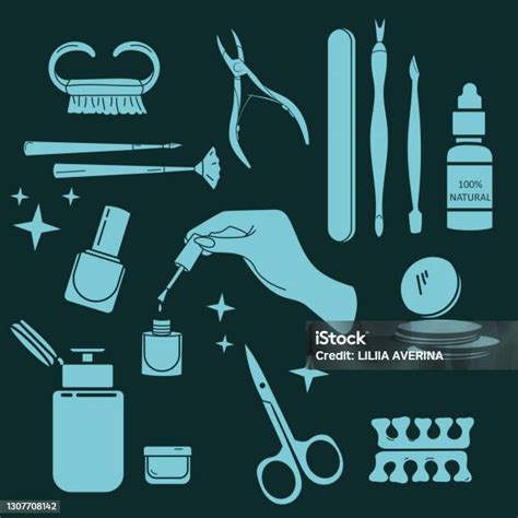 매니큐어도구 세트 낙서 의 스타일에 매니큐어의 주인을위한 다양한 도구 디자인 요소 아이콘 인쇄 개인 장식품에 대한 스톡 벡터 아트 및 기타 이미지 Istock