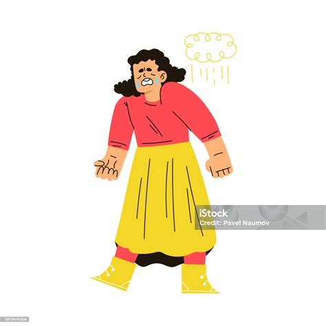 귀여운 감정적인 소녀 아이 느낌 슬픔 울음 와 얼굴 표정 와 몸짓 벡터 일러스트 감정에 대한 스톡 벡터 아트 및 기타 이미지 Istock