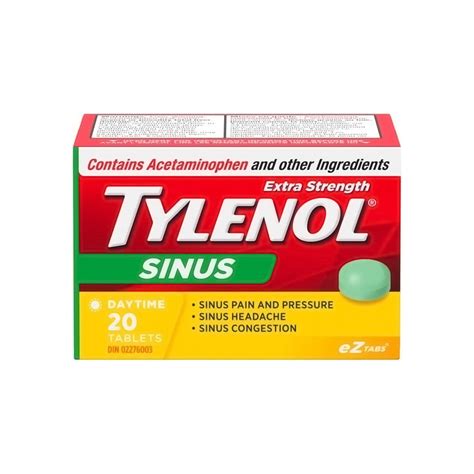 Tylenol Extra Strength Sinus Daytime Tablets 20 Tablets White