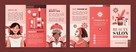 플랫 뷰티 살롱 브로셔 템플릿 무료 벡터