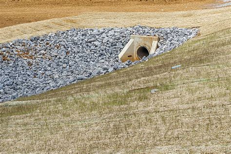 Culvert And Drainage Ditch Under Construction Sky Material No One Photo