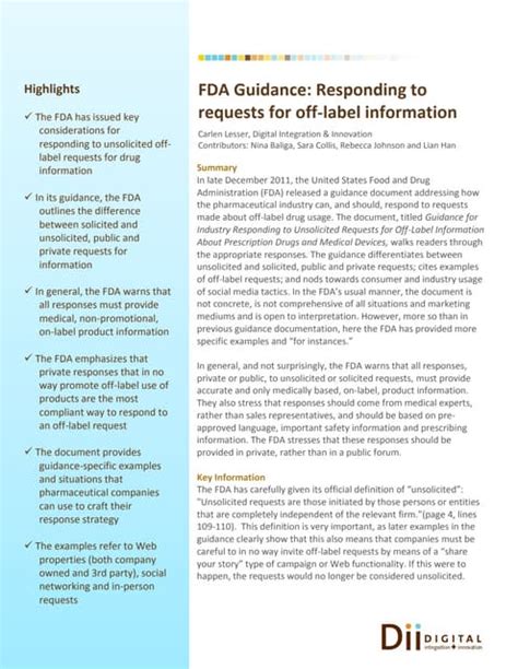 Dii Pov Fda Off Label Guidance Pdf