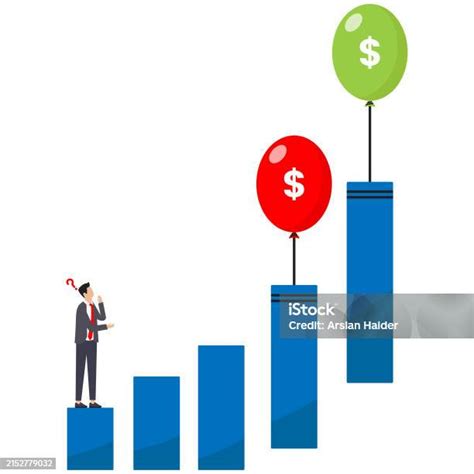 인플레이션 위기로 인한 이익 또는 매출의 영향 금전적 손실 또는 경제적 이익 인플레이션 풍선이 있는 유동 이익 막대 차트 가격에 대한 스톡 벡터 아트 및 기타 이미지