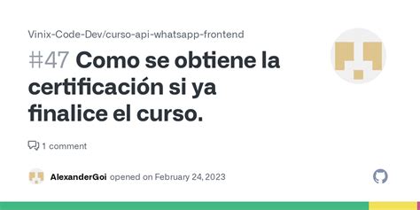 Como se obtiene la certificación si ya finalice el curso Issue 47