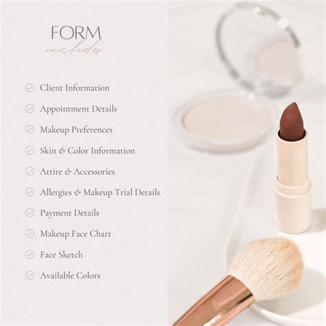 Makeup Consultation Form Template Editable Beauty Face Chart