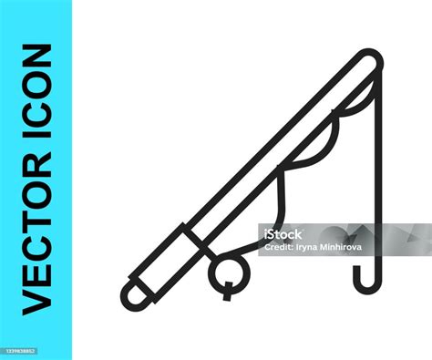 흰색 배경에 격리 된 검은 줄 낚싯대 아이콘 큰 물고기를 잡아 낚시 장비 및 물고기 양식 주제 벡터 강에 대한 스톡 벡터 아트 및 기타 이미지 Istock