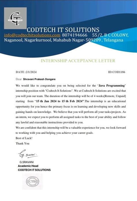 shravani dongare on linkedin codetechitsolutions internship