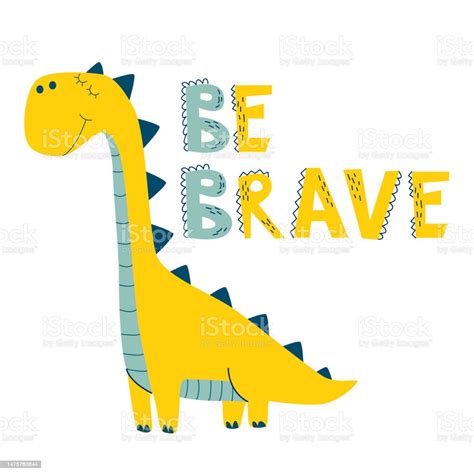 공룡 용감한 글자 평면 만화 스타일의 벡터 그림입니다 아기 포스터 배너 및 카드를 위한 유치한 디자인 0명에 대한 스톡 벡터 아트 및 기타 이미지 Istock