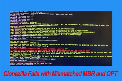 Clonezilla Fails With Mismatched Mbr And Gpt Partition Fixed