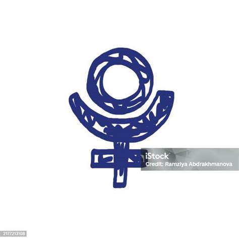 명왕성 행성 기호 픽토그램 별자리 벡터 기호입니다 손으로 그린 스케치 파란색 펜 또는 마커 그림 원시적인 아이 그림 0명에 대한 스톡 벡터 아트 및 기타 이미지 Istock