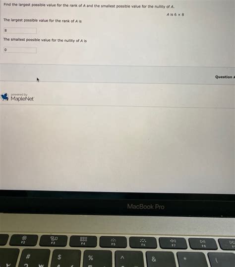 Solved Find The Largest Possible Value For The Rank Of A And