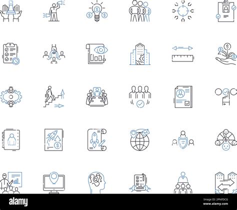 Enterprise Advancement Line Icons Collection Scalability Innovation Collaboration Efficiency